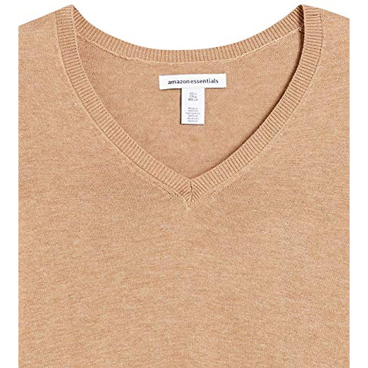 Amazon Essentials Women's Classic-Fit Lightweight Long-Sleeve V-Neck Sweater (Available in Plus Size), Camel Heather, Medium