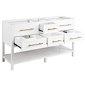 Signature Hardware 953332-60-RUMB-0 Robertson 60" Free Standing Double Vanity Cabinet Set with Mahogany Cabinet, Vanity Top and Rectangular Undermount Sinks - No Faucet Holes