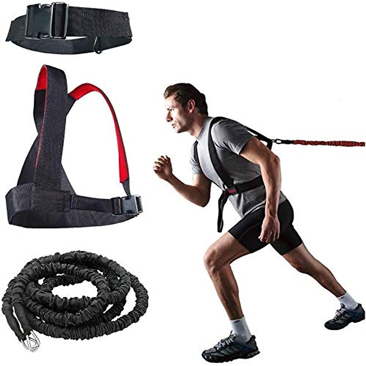 YNXing Dynamic Resistance Trainer Acceleration Speed Cord for Resistance Training to Improve Strength, Power, and Agility 5m/2m Elastic Cord Set (6.6FT Set)