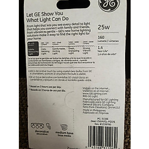 BULB GE G16.5 25W CLR2PK