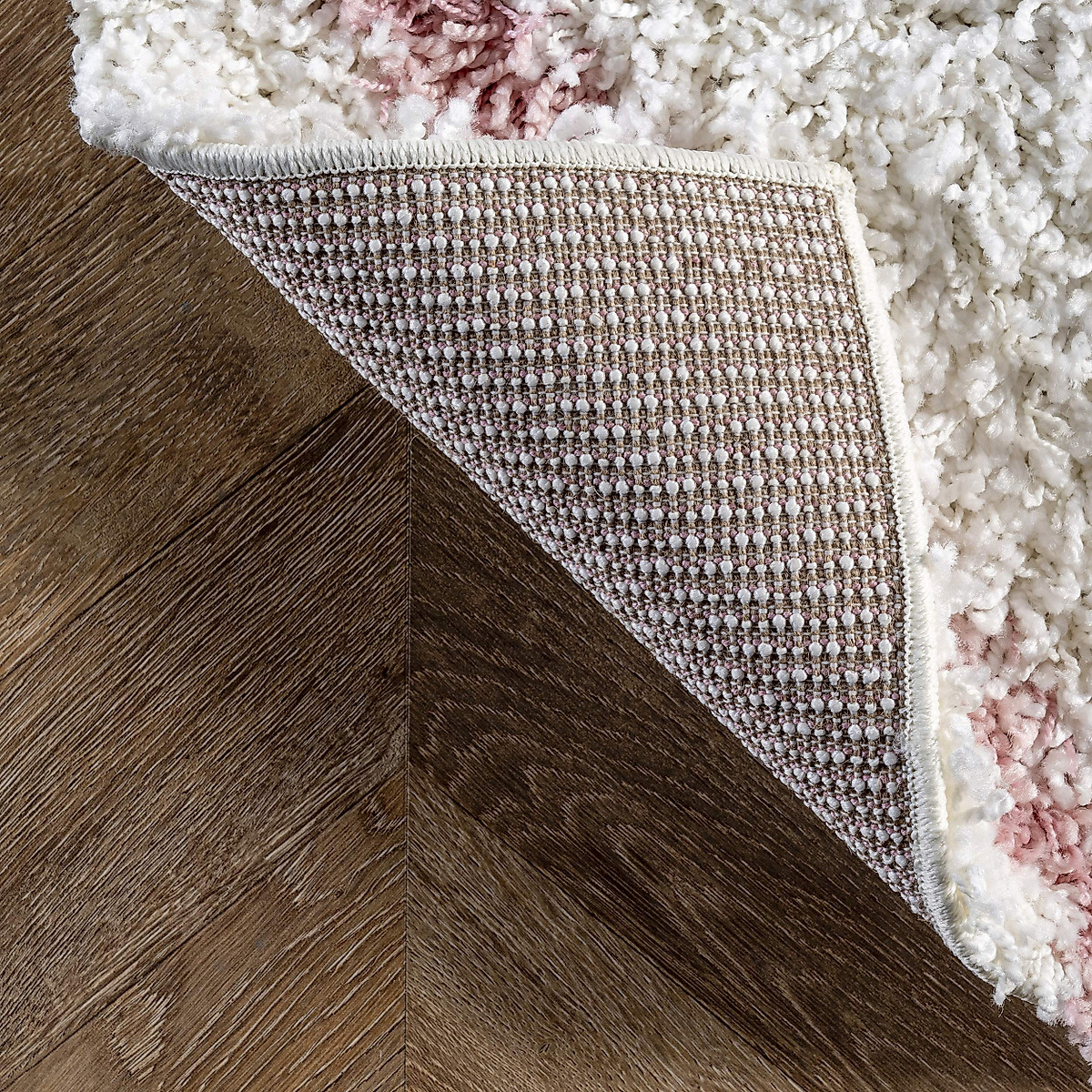 nuLOOM Tess Moroccan Shag Area Rug - 7x9 Shag Area Rug Modern/Contemporary Pink/Ivory Rugs for Living Room Bedroom Dining Room Nursery