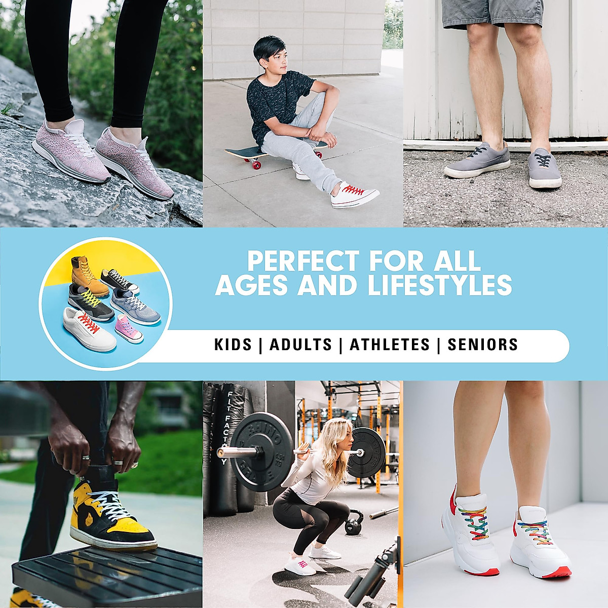 Xpand No Tie Shoelaces System with Elastic Laces - One Size Fits All Adult and Kids Shoes