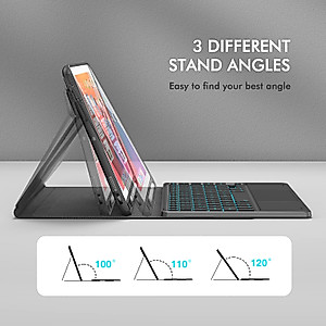 MicroPack iPad 9th Generation Case with Keyboard, Keyboard for iPad 8th Generation, iPad 7th Generation 10.2 Inch, Smart Touchpad 7 Color Backlit Detachable Keyboard for iPad 9th/8th/7th Gen,10.2inch