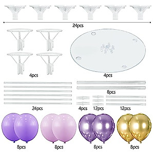 4 Sets Balloon Stands Kit For Table Purple Gold Balloons Holder Sticks With Base Centerpiece Birthday Party Baby Shower Wedding Decoration