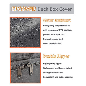 EPCOVER Patio Deck Box Cover to Protect Large Deck Boxes-Waterproof Cover with Zipper and Handles (52" L x 28" W x 27" H)