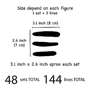 BLACK LINES VINYL WALL DECAL by VieliArte. 48 sets of three stripes each. ROOM DECOR Adhesive DECALS. Original Artist Design hand drawn line stickers for nursery, baby, kids, adults. Modern Nordic office Bedroom Decoration. (Black)