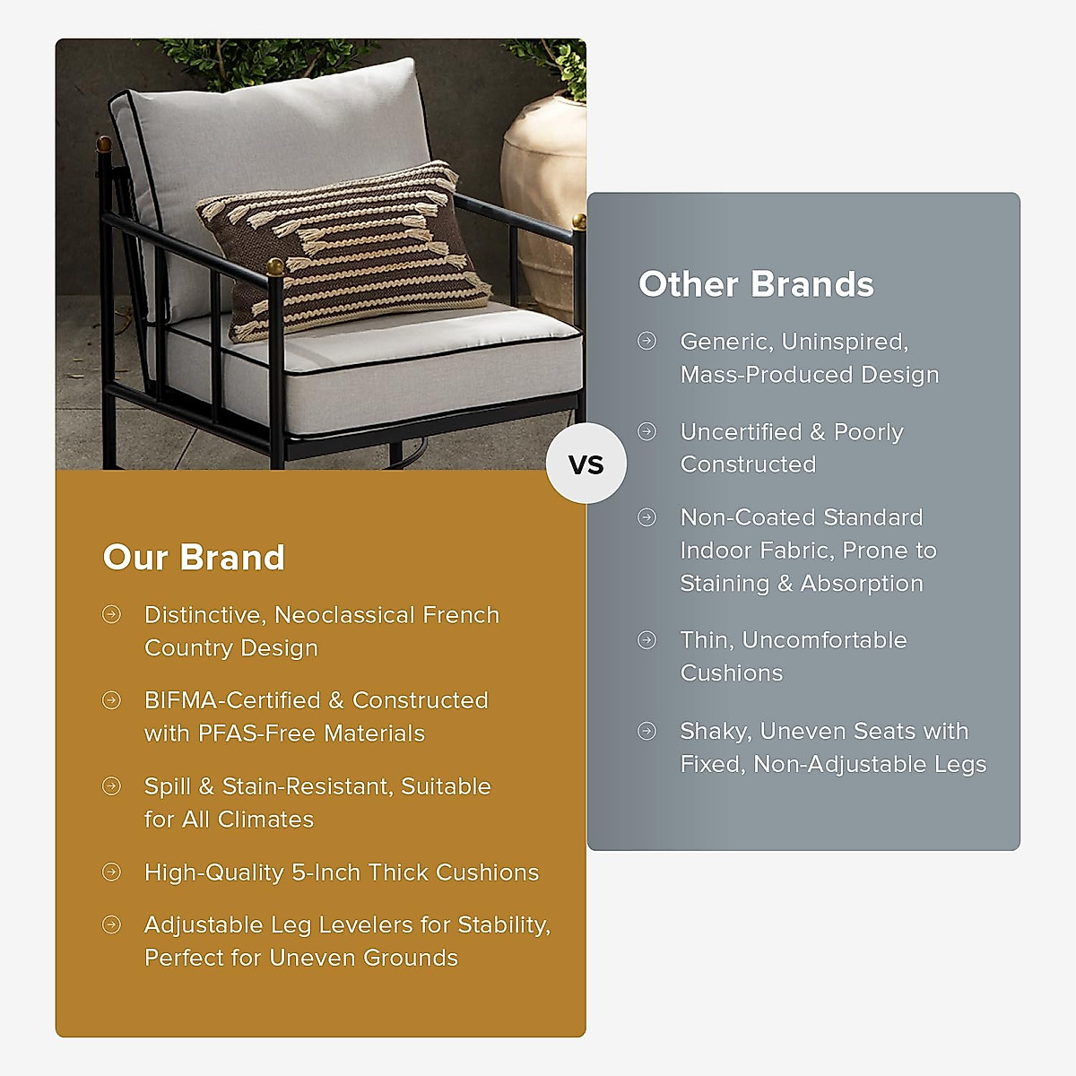 mopio Odelia 3 Piece Outdoor Furniture Set, Bistro Table and Chairs Set of 2, Premium Metal Patio Conversation Set, for Balcony, Small Apartments, Porch, Backyard, Patio Chairs Set of 2, Coffee Table