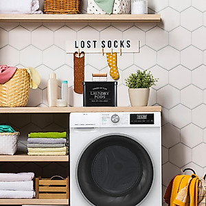 Sumnacon Laundry Pods Container Metal Laundry Pod Holder with Lid, Farmhouse Laundry Room Organization and Storage Container for Detergent Powder Laundry Pods Dry Sheets Dryer Balls, Black