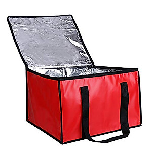 cherrboll Insulated Pizza Delivery Bag, 20 by 20 by 14 -Inch, Commercial Grade Food Delivery Bag, Moisture Free (Red)