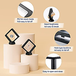 Msoesticc.dl 24Pcs 3D Floating Display Case, Transparent PE Film Jewelry Storage Box for Ring Earring Necklace Bracelet - Dustproof & Portable (3.5 x 3.5 x 0.8 Inches)