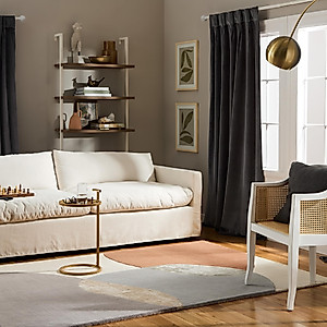 TOWN & COUNTRY LUXE Olso Abstract Colorblock Handcrafted Wool Area Rug, Beige/Rust/Grey, 5"x7"