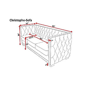 Iconic Home Christophe Sofa Velvet Upholstered Button Tufted Nailhead Trim Shelter Arm Design Silver Tone Metal Block Legs Modern Transitional, Pink