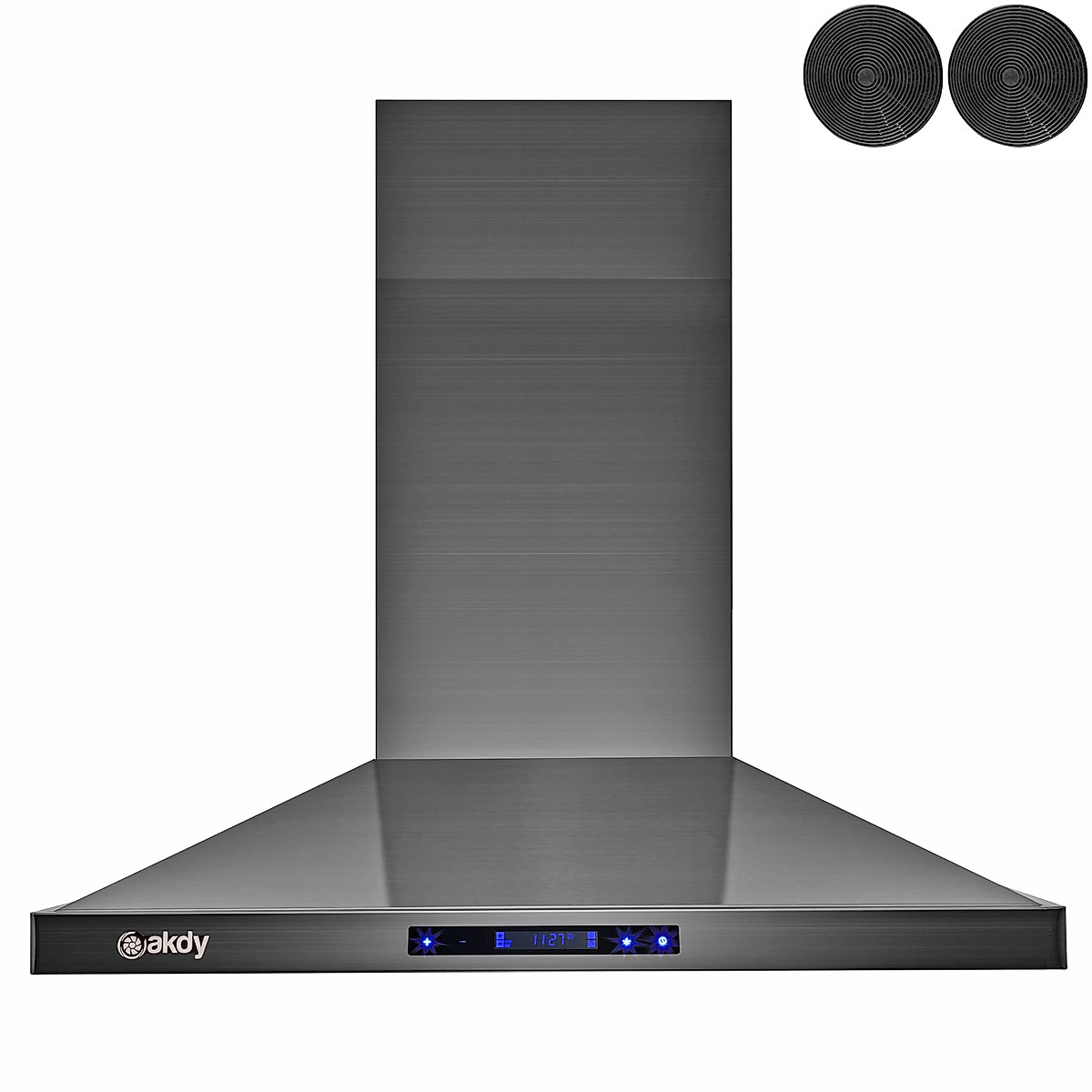 AKDY 30 in. 343 CFM Convertible Wall Mount Black Stainless Steel Kitchen Range Hood with Touch Panel and Carbon Filters