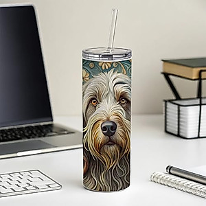 Spinone Italiano Dog Art Nouveau Skinny Tumbler 20oz with Straw Insulated Water Bottle Gift