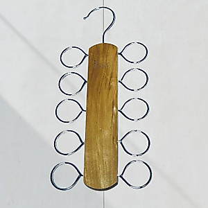 RoomForLife - Solid Wood & Metal Accessory Hanger for Small Garments, Scarves, Necklaces, Ties and More - 20 Metal Arms - Get and Stay Organized