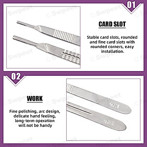Swpeet 77Pcs 9 Styles #10#11#12#15#20#21#22#23#24 Scalpel Blades Surgical Grade Blades with #3#4 Scalpel Knife Handle Assortment Kit,Biology Lab Knives for Biology Lab Anatomy, Cutting