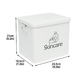 Xbopetda Skincare Organizers, 2-Tier Bathroom Counter Organizer, Metal Makeup Organizer for Vanity, Cosmetic Skincare Storage Box with Removable Tray, Ideal for Bedroom, Vanity & Bathroom - White