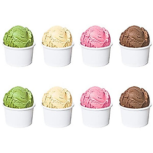 Axe Sickle 100 Pcs 8 Ounce Paper Ice Cream Cups Disposable Dessert Bowls for Hot or Cold Food, Sundae, Frozen Yogurt, Soup, White