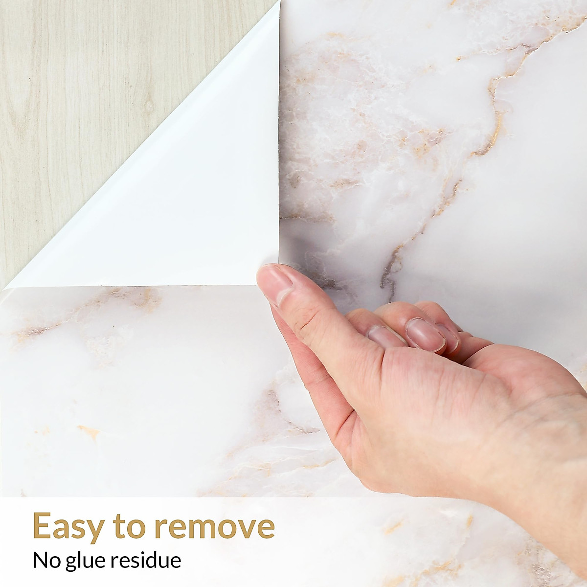 Homein Marble Contact Paper 17.5"×78.7", Peel and Stick Countertops Wallpaper Waterproof Self Adhesive Wall Paper Roll for Cabinets Drawers Kitchen Old Furniture, Modern Matte White/Gold