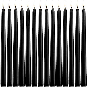 Howemon 14 Pack Black Taper Candles 12 Inch Tall 3/4 Inch Thick Burn 10 Hours