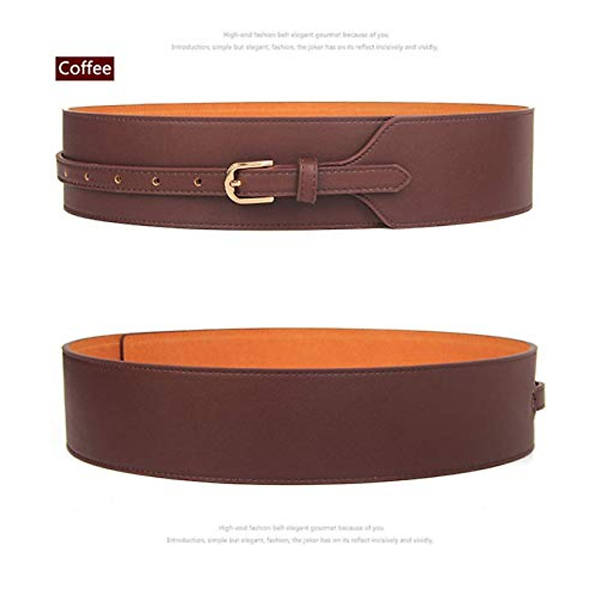 Toptim Women Wide Knotted Belt Design Leather Waistbands Simple Width Belt (Black & Brown, Suit For Waist 27-33.5")