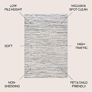 JONATHAN Y SOR200A-8 Loom Modern Strie' Indoor Area-Rug Solid Striped Casual Transitional Easy-Cleaning Bedroom Kitchen Living Room Non Shedding, 8 ft x 10 ft, Gray/Black