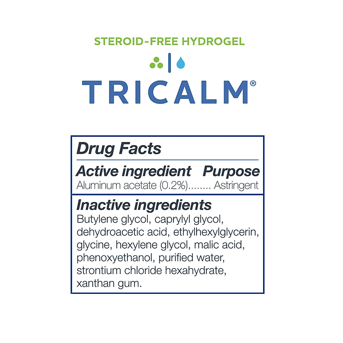 TriCalm Soothing Steroid-Free Anti-Itch Hydrogel for Bug Bites, Eczema, and More, Contains No Hydrocortisone, 2 Fl Oz