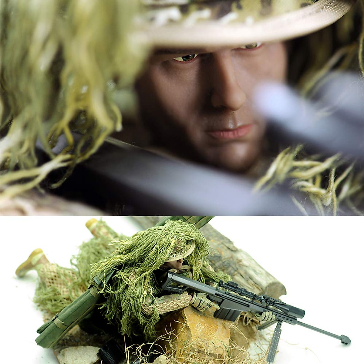 ViiKONDO 1/6 Scale Jungle Sniper Action Figure Toy Army Men 12inch Soldier Figurine Model Full Set Collection Weapon Accessories Military Fan Gift
