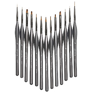 Miniature Painting Kit - (Set of 13) Micro Detail Paint Brushes with Black Carrying Case for Painting Action Figures, Models, Nail Art, Fantasy Nails, Acrylic, Oil, Detail Art, Stained Glass and More