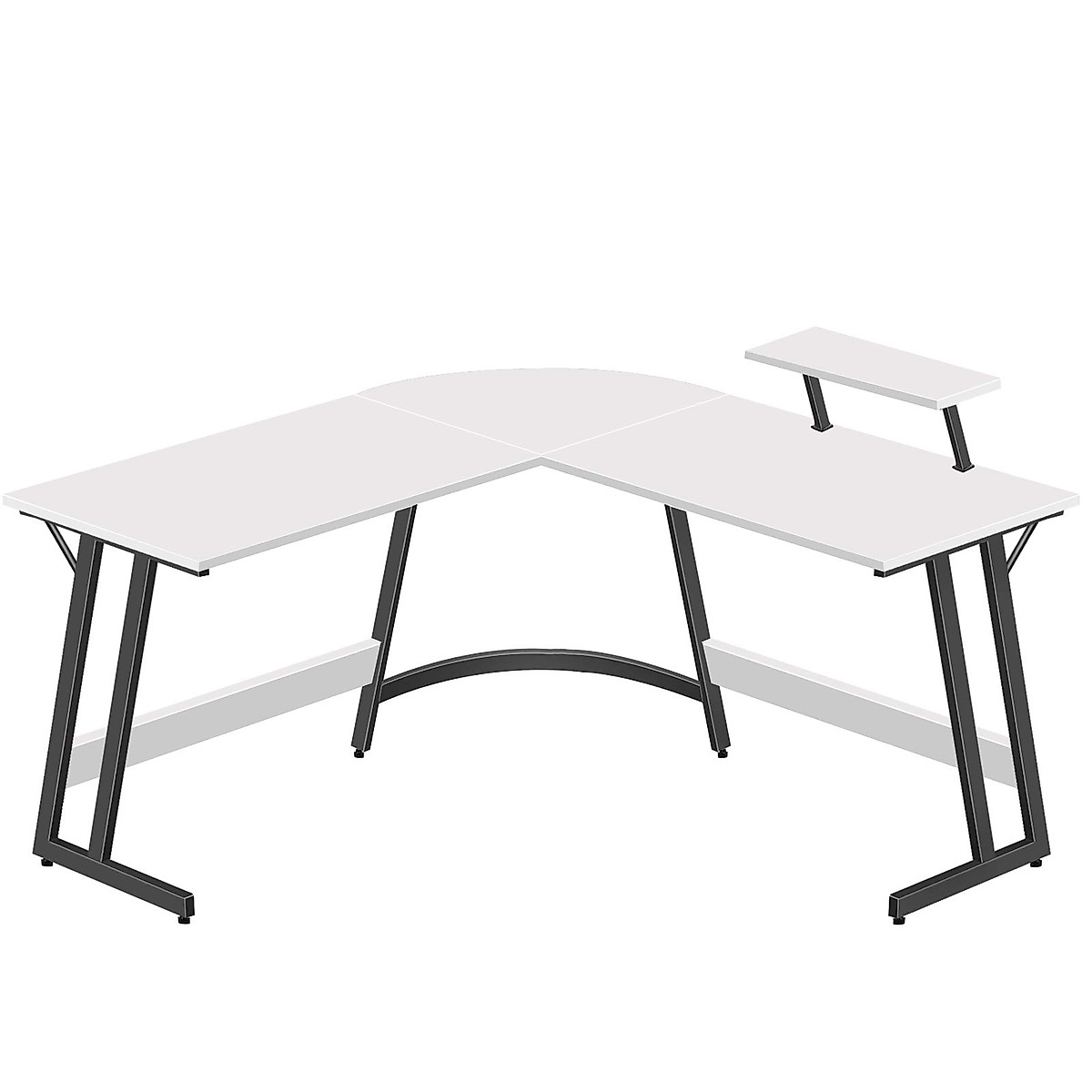Lufeiya L Shaped Desk White Corner Computer Desks for Small Space Home Office Student Study Bedroom PC Work,51 Inch Modern L-Shaped Writing Table with Monitor Stand