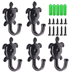 TONGNENGLIU 5 Pack Metal Key Holder No Rust Hooks Indoor Outdoor Coastal Hanging Art Wall Decorations Octopus Hooks Retro Garden Wall Decor for Hanging Clothes,Towels,Jackets,Bags (D-Sea Turtle)