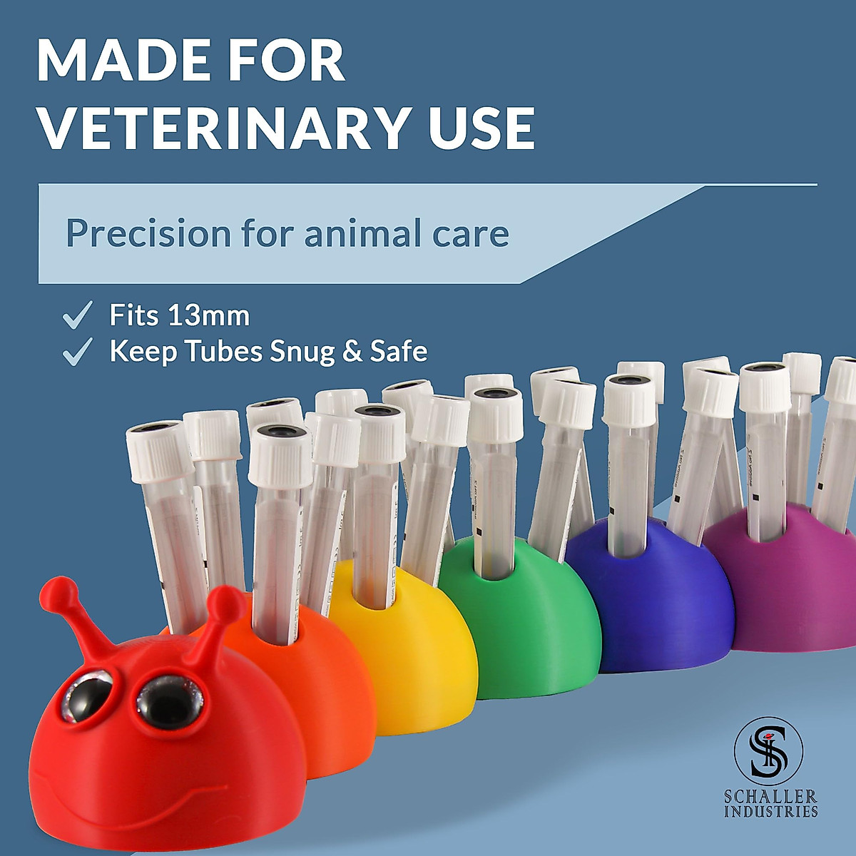 Test Tube Rack, 13mm Tube Size, Holds 20 Tubes, Fun Caterpillar Design (Rainbow, 13mm Tube Size)