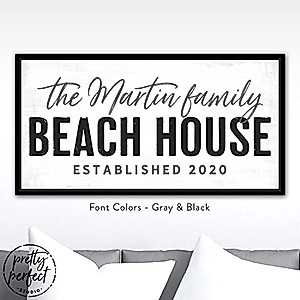 Customizable Beach House Sign, Personalized Beach Condo Wall Art for New Beach Home Gifts, Large Beach Family Established Framed Wall Art 10"x20"