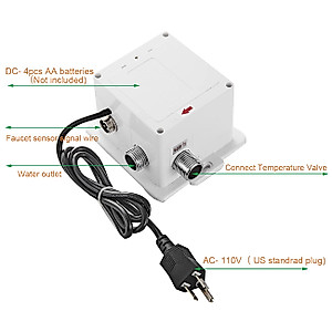 Two Automatic Sensor Control Box AC/DC Power Supply for Touchless Bathroom Sink Faucet Kitchen Eletronic Commercial Motion Activated Bath Tub Lavatory Basin Vanity Faucet Touch-Free Dual Powered