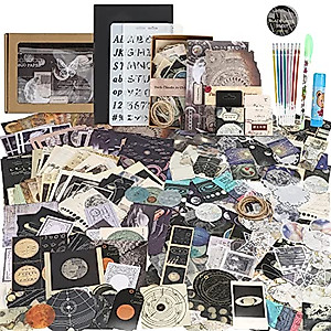 434PCS Scrapbooking Supplies Outer Space Scrapbook Kit Astronomy Aesthetic Celestial Stickers Planet Adventure Scrapbook Paper Stationary Tape A5 Junk Journal Planner Girls Kids Boys DIY Craft Gifts