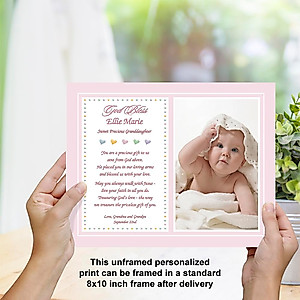 Poetry Gifts Baptism or Newborn Keepsake for Baby Girl Granddaughter, Personalized 8x10 Custom Print
