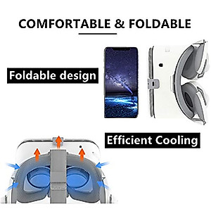 LONGLU VR Headset for iPhone & Android Phones, 3D Virtual Reality Wireless Bluetooth Glasses Goggles with Remote Controller for Play Game Watching Movie 4.7-6.2 inch Phone.