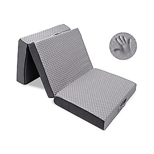 Milliard Foldable Memory Foam Mattress with Washable Cover, Cot - Medium Firm, Grey (75"x31"x6")