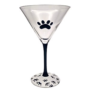 Paw Print Martini Glass - Pet Lover Gift - Dog, Cat Prints - Cocktail Glass