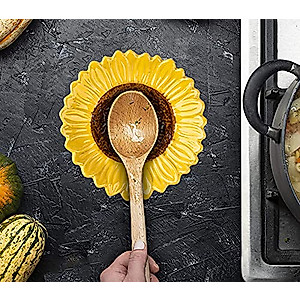 Spoon Rest Spoon Holder for Stove Top 2 PCS Spoon Rest for Kitchen Counter Spoon Rest for Stove Top Ceramic Spoon Rest sunflower shape