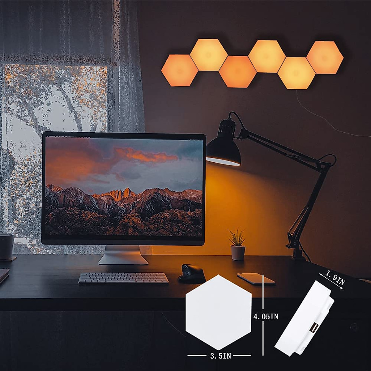 Hexagon Lights, RGB Hexagon Wall Lights with Remote, Smart Hexagonal Wall Panels, Touching LED Wall Lights with USB-Power, Splicing DIY Color-Changing Gaming Lights Used in Gift, Bedroom Decor-6 Packs