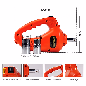ROGTZ Electric Car Jack with Touch Screen, 2.0 Upgrade Portable 5 Ton Electric Car Jack Kit with Impact Wrench, 12V Electric Car Floor Jack, Built-in Air Pump for Road Emergencies