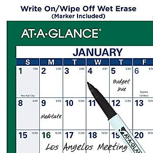 AT-A-GLANCE 2023 Erasable Calendar, Dry Erase Wall Planner, 24" x 36", Large, Vertical, Reversible for Notes & Planning Space (PM21028)