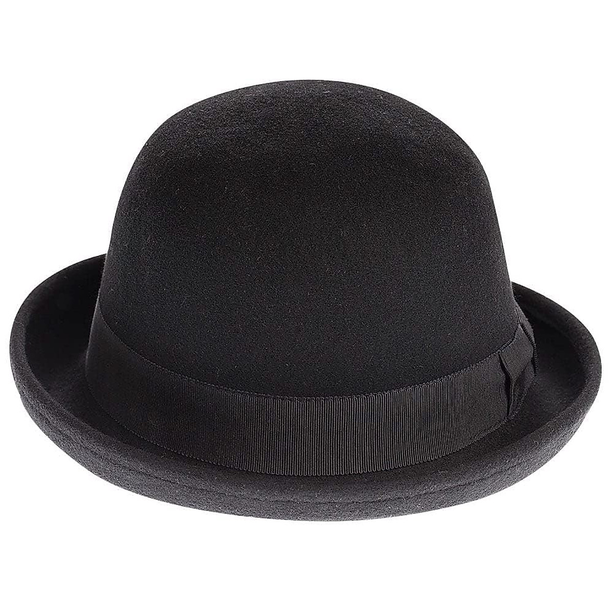 CXQRR Black Bowler Derby Hat Short Rolled Brim Fedora Hat for Men and Women