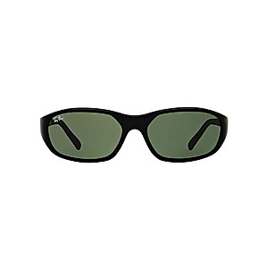 Ray-Ban Men's RB2016 Daddy-O Rectangular Sunglasses, Rubber Black/Dark Green, 59 mm