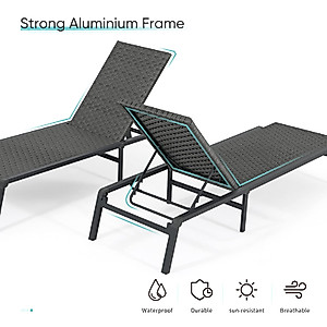 Verano Garden Set of 2 Patio Lounge Chair, Adjustable 5-Position Folding Pool Chaise Lounge Set for Outdoor Patio Lawn Beach Deck W/Aluminum Frame, 300lb Weight Capacity, Fully Assembled