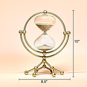 Tpmorwilfun Hourglass 30 Minutes Sand Timer for Kids, Games, Classroom, Home, Desk, Office Decorative, Large Rotating Metal Sandglass (Gold)