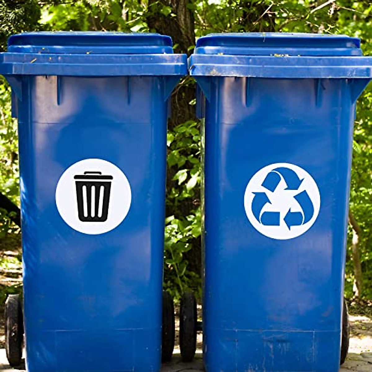 M METERXITY 6 Pack Recycle and Trash Can Sign Sticker - Classification Decal Labels Sort the Trash, Apply to Home Kitchen Garbage Use (5 Inch, Blue & Black)