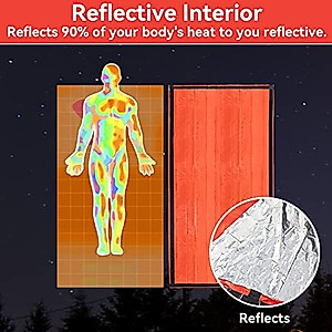 Esky Emergency Sleeping Bag, 2 Pack Survival Bag Portable Thermal Bivy Sack, Waterproof Lightweight Emergency Blanket Survival Gear with Compass and Whistle for Camping Hiking Outdoor Adventure