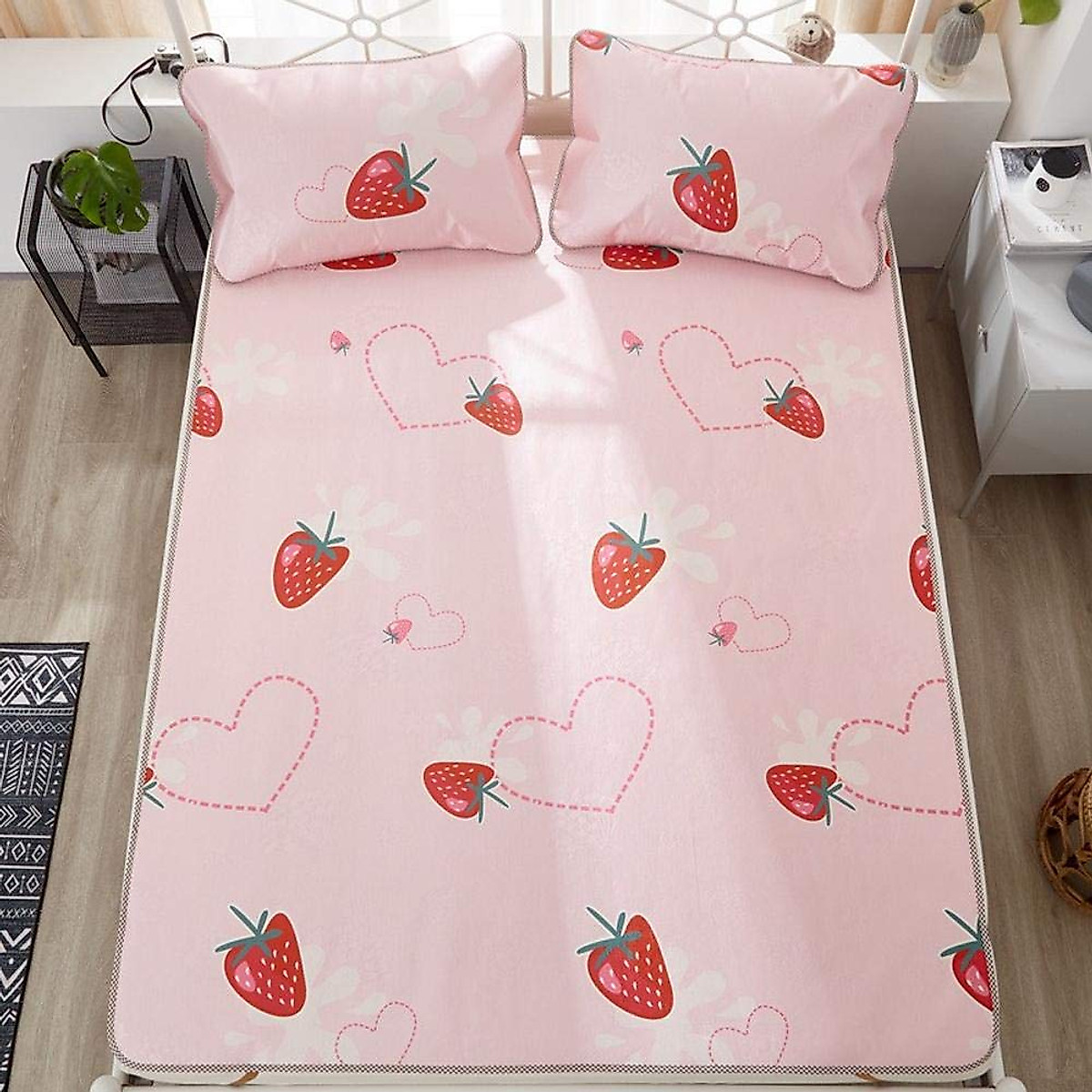 Cooling Mattress Topper, Matress Topper, 2Pcs Cartoon Summer Cooling Sleeping Mat Extra Thick Mattress Pad Cover Mattress Topper Cover Mattress Protector Air Condition Pillow Case